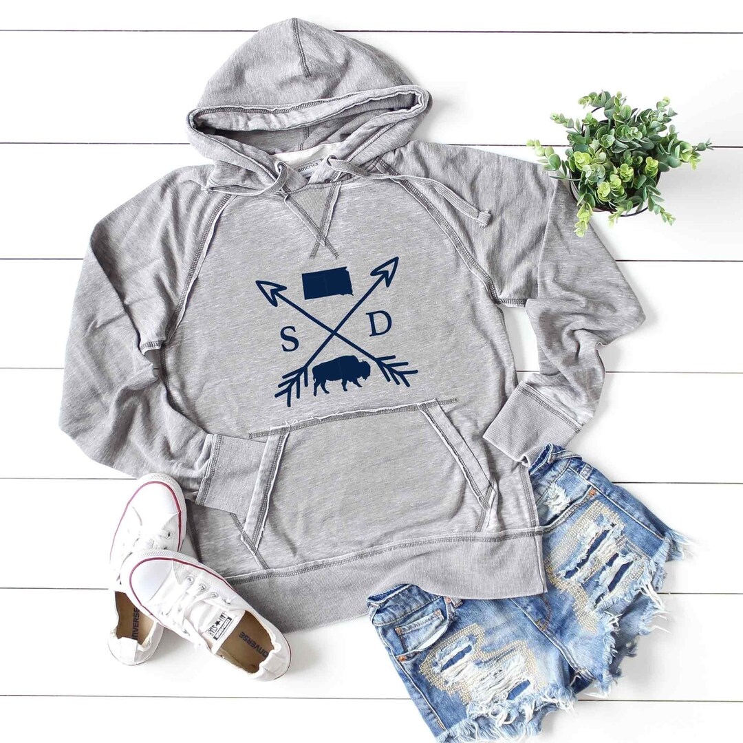 South Dakota Hoodie Bison Cross Arrow | SD Home State Burnout Unisex ...