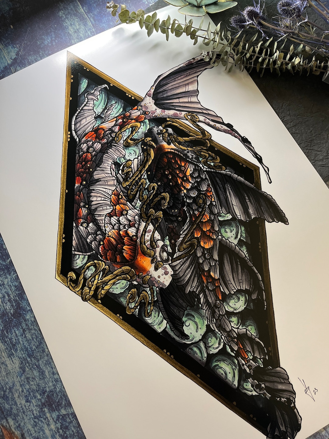 Playing Koi Large Print - Etsy