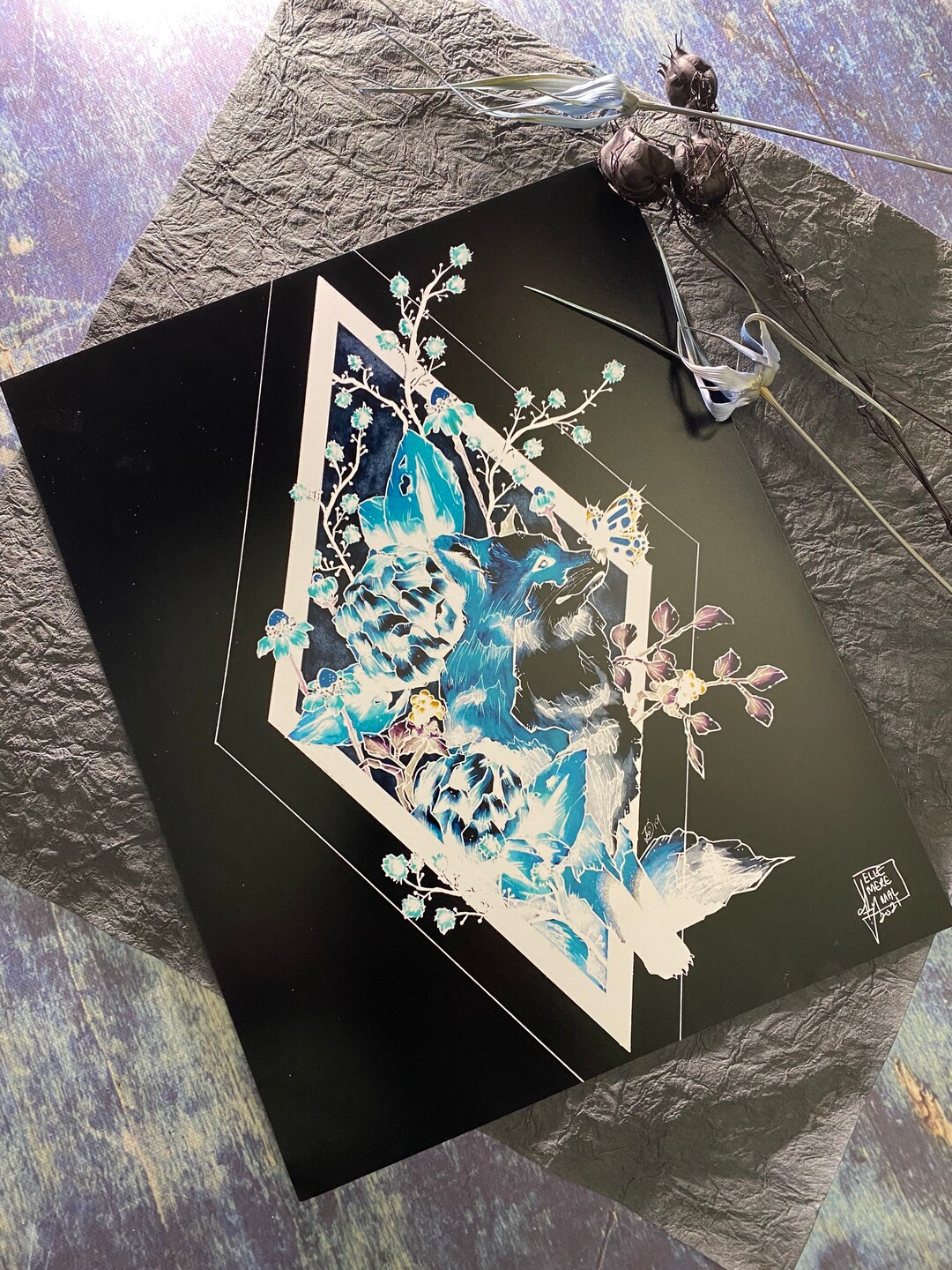 Little Fox Inverted Small Print - Etsy