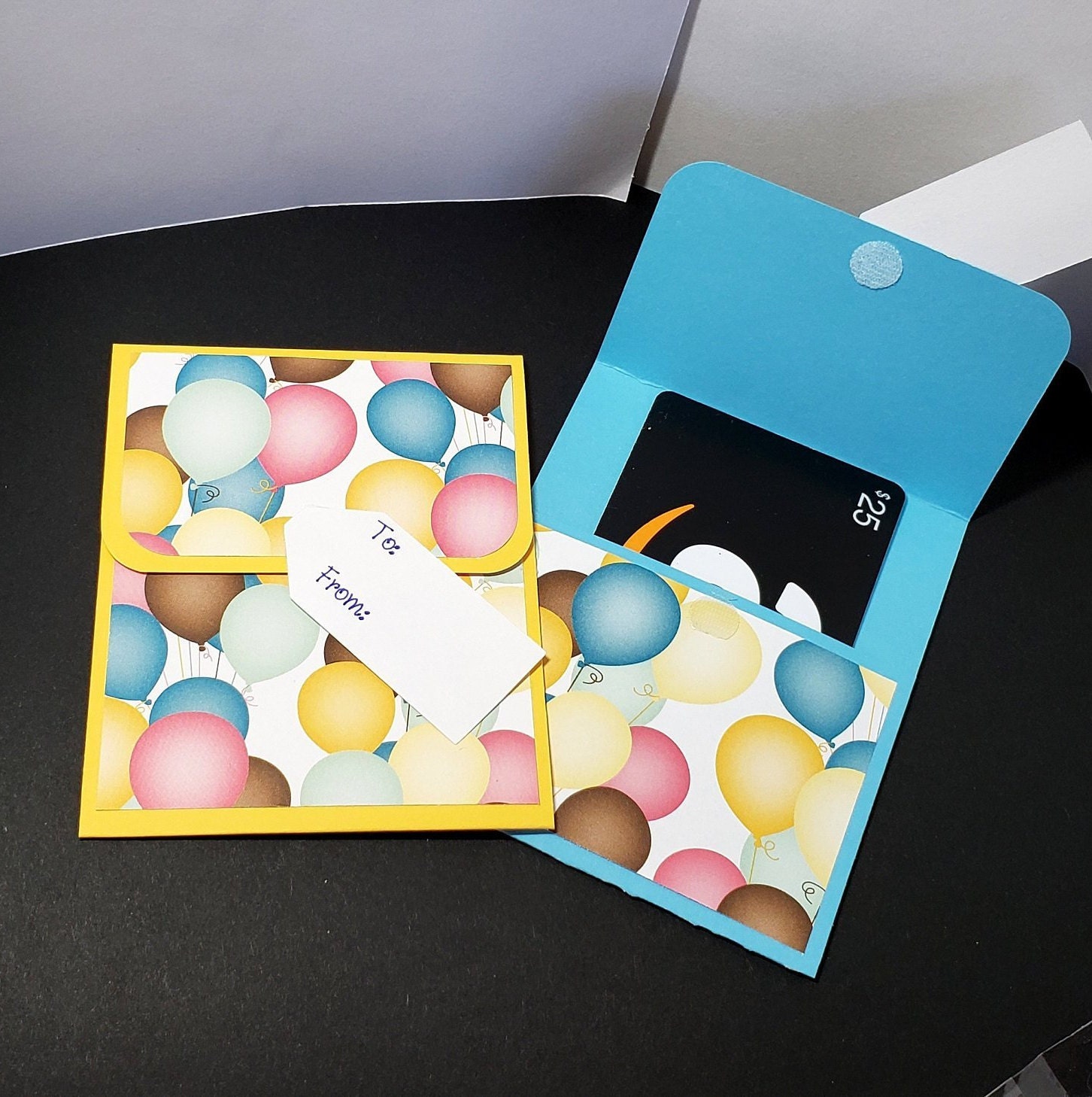 Birthday Gift Card Holders, Balloons, Candles, Blue, Pink, Yellow ...