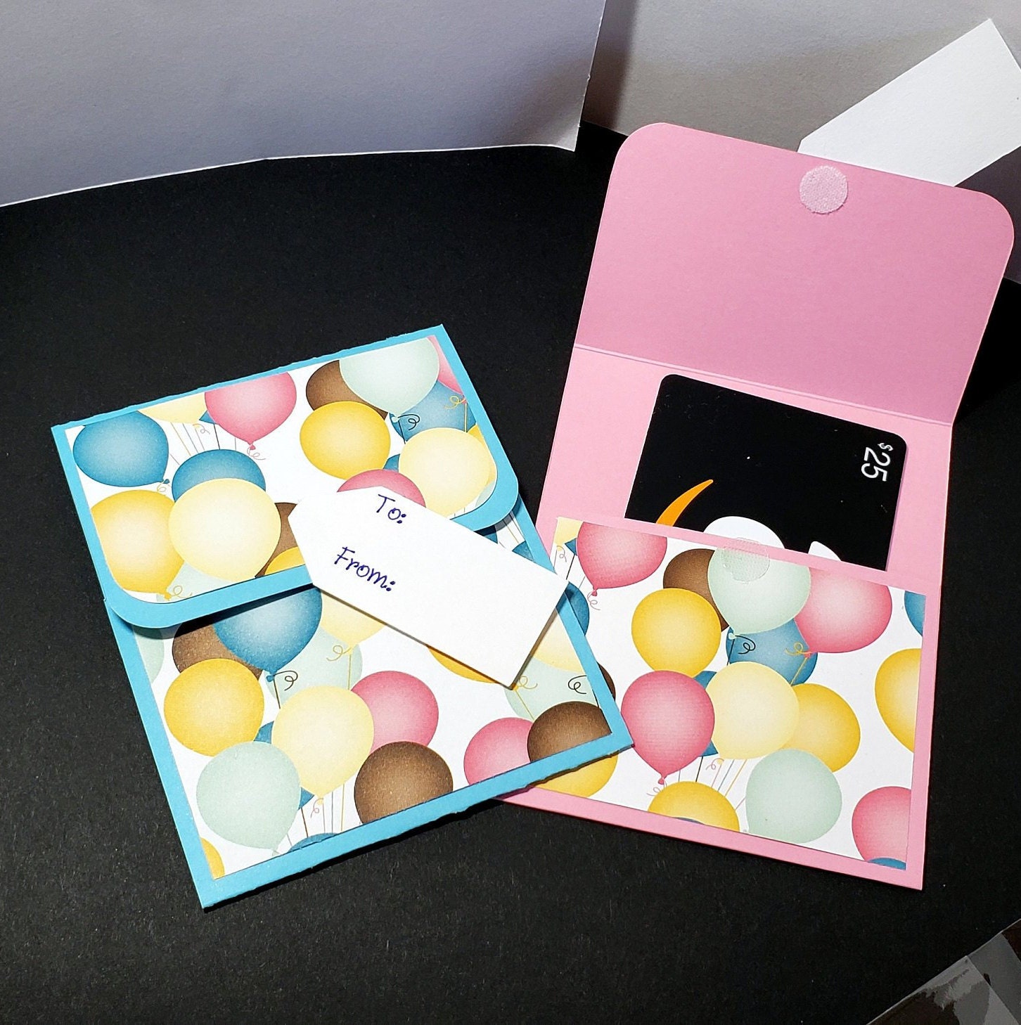 Birthday Gift Card Holders, Balloons, Candles, Blue, Pink, Yellow ...