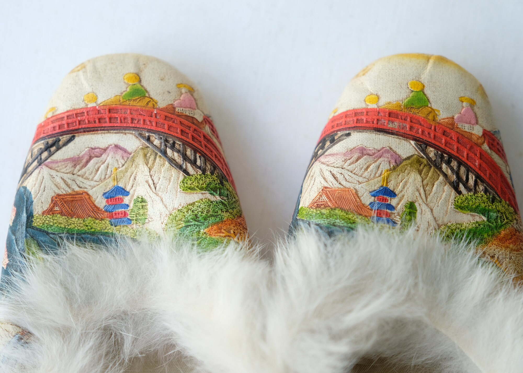 RARE 1920s 1930s Japanese Revival Painted Boudoir Slippers, House Shoes ...