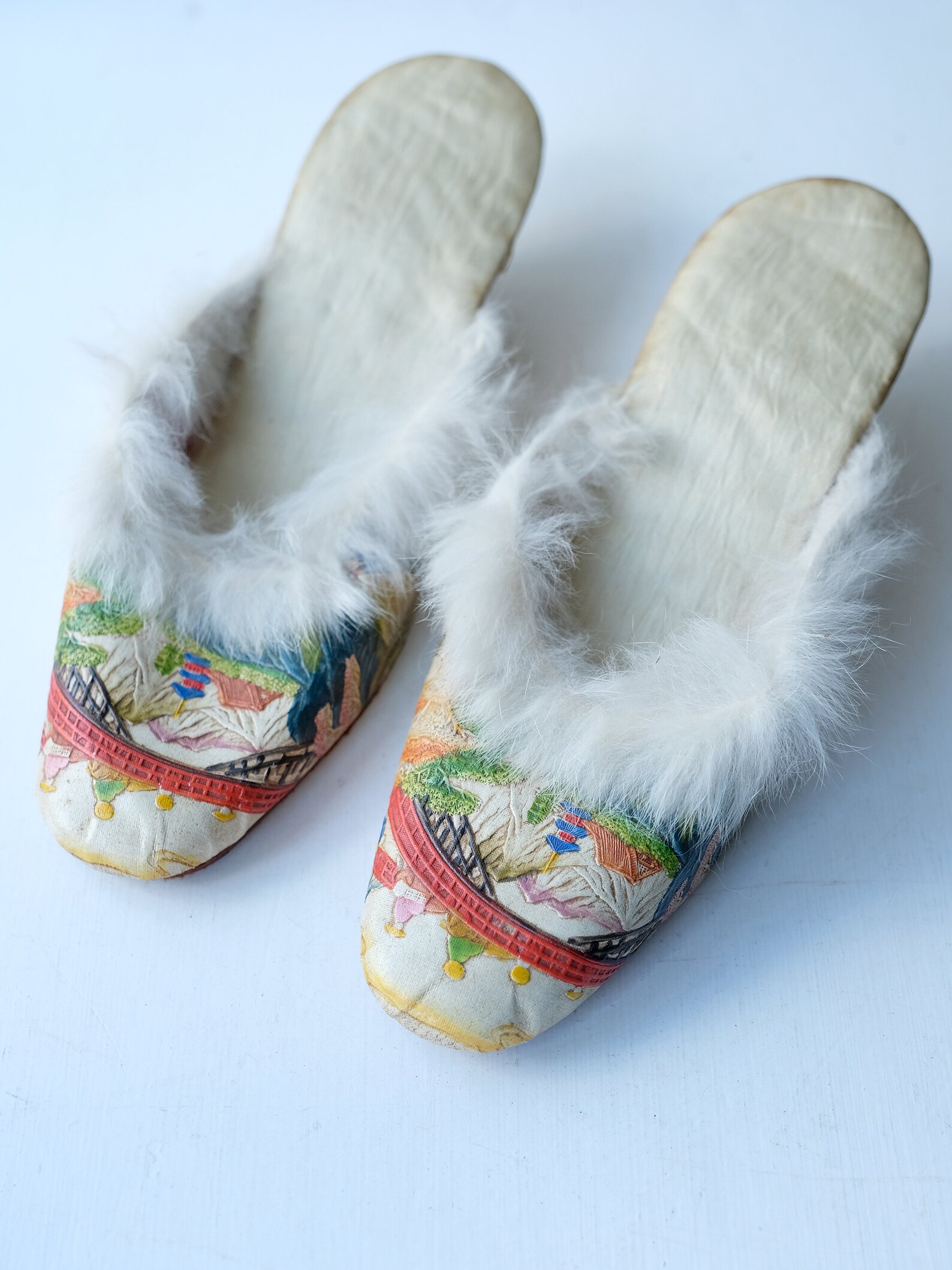 RARE 1920s 1930s Japanese Revival Painted Boudoir Slippers, House Shoes ...