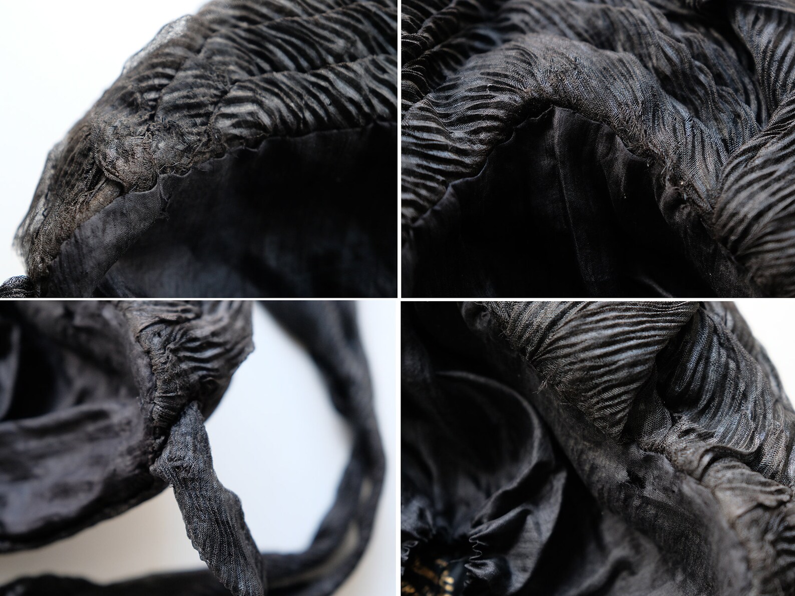 Antique Victorian Crepe Silk Black Mourning Bonnet Hat, Child or Adult ...