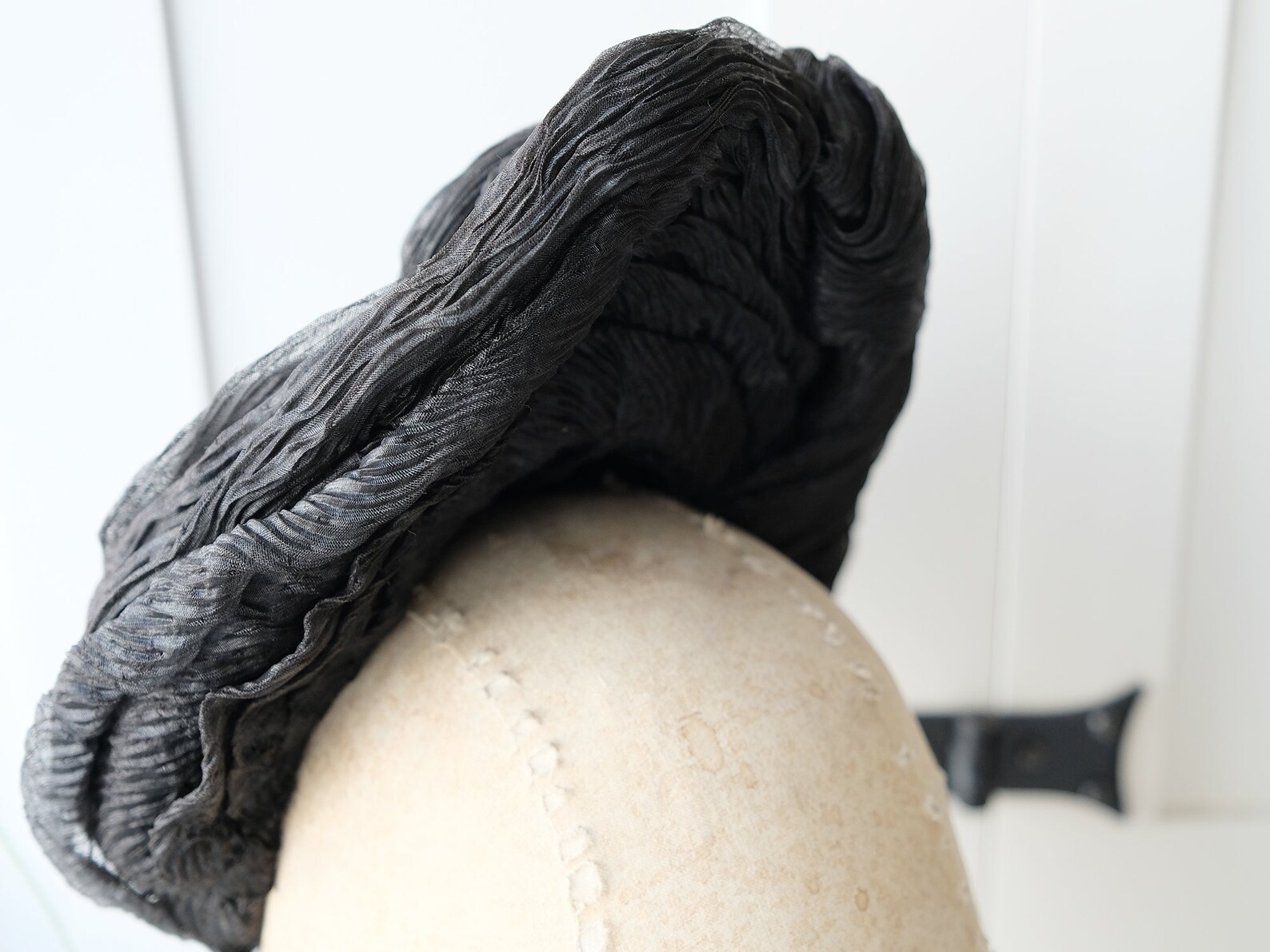 Antique Victorian Crepe Silk Black Mourning Bonnet Hat, Child or Adult ...