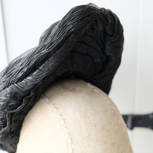 Antique Victorian Crepe Silk Black Mourning Bonnet Hat, Child or Adult ...