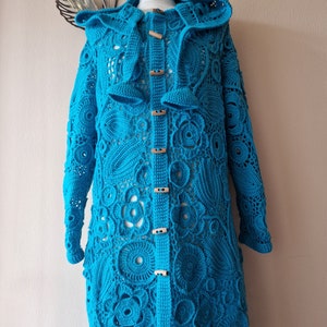 Irish Crochet . Coat Crocheted *wool* - Etsy