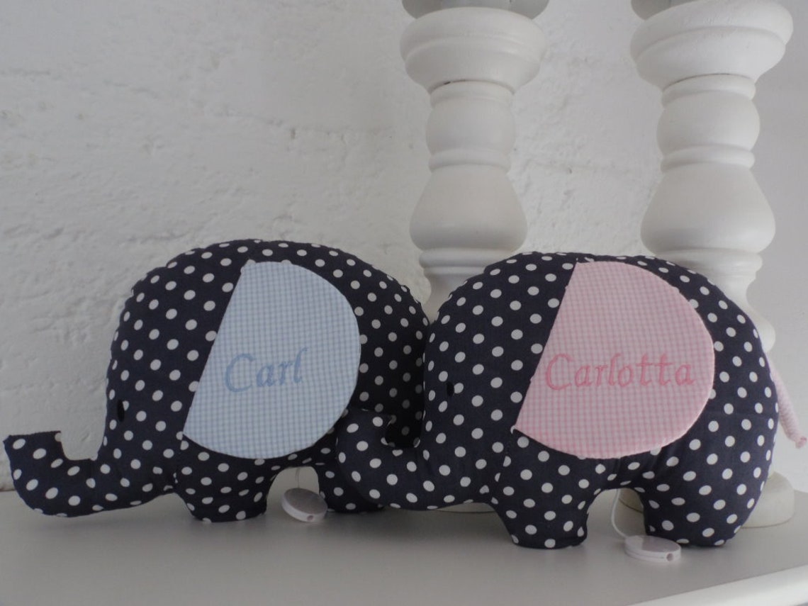 Spieluhr Baby Elefant Emily grau/rosa Spieluhr Baby | Etsy