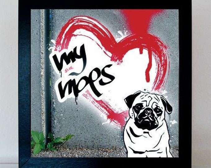 Mops Badewanne Poster Badezimmer Mops Kunstdruck lustig Mops Bilder ...