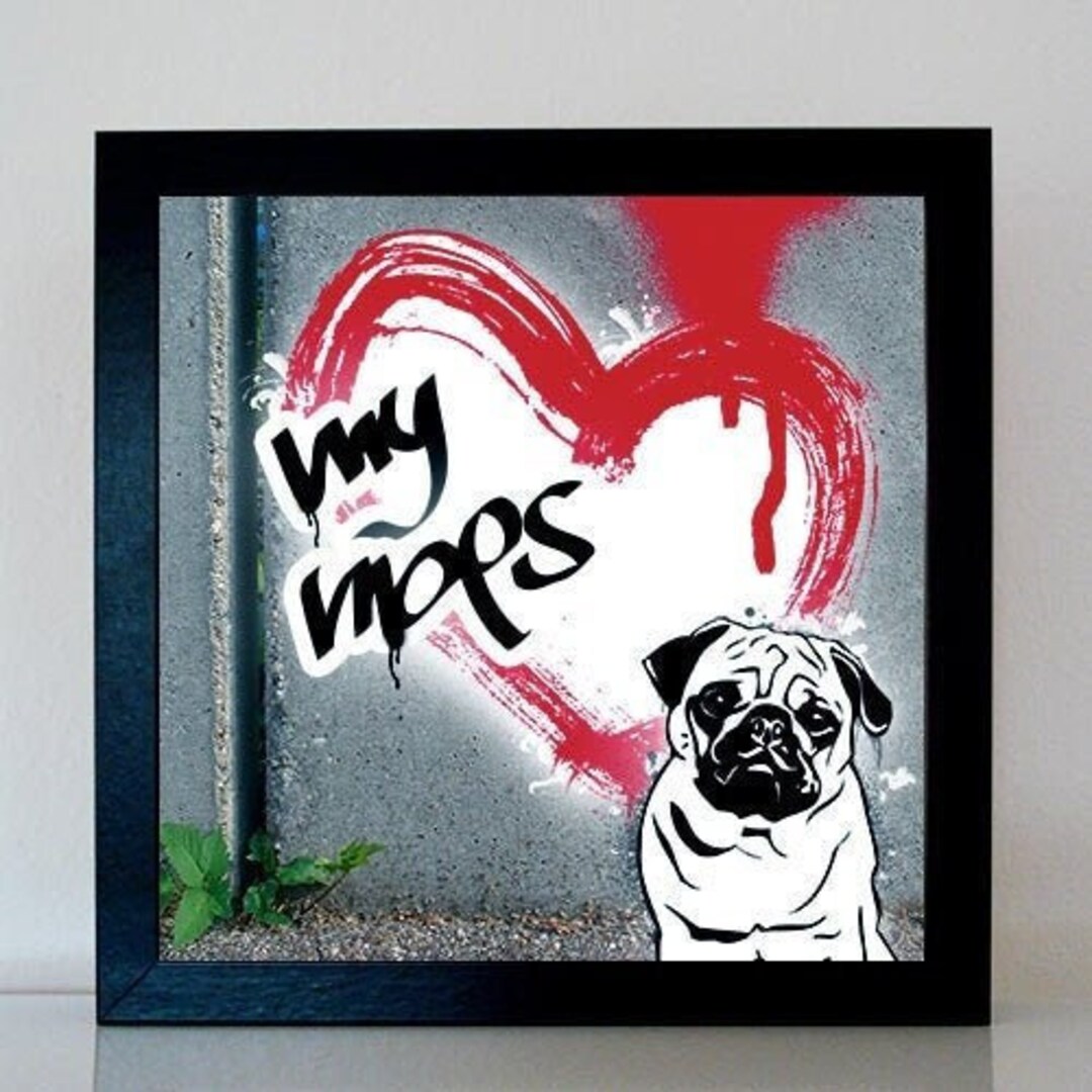 Pug Street Art Style Pug Picture Poster Canvas Print Portrait Graffiti ...
