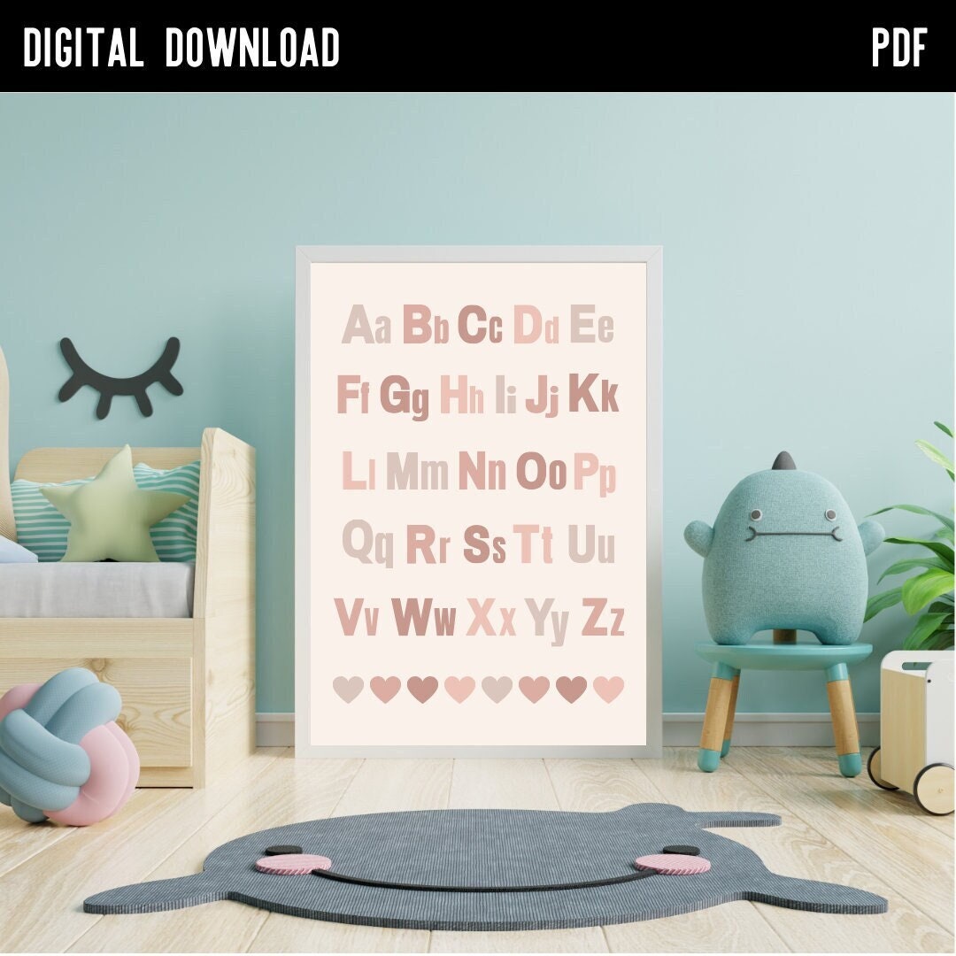 Alphabet Kids Room Printable Wall Art Nursery Print Kids Poster Nursery ...