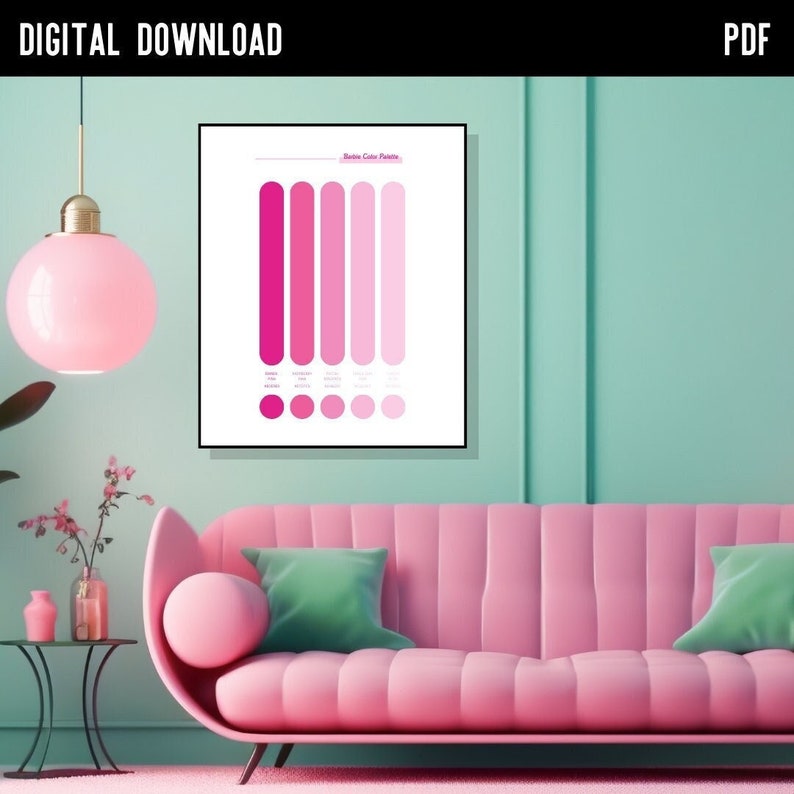 Barbie Color Palette Wall Art | Barbiecore | Modern Barbie Poster ...