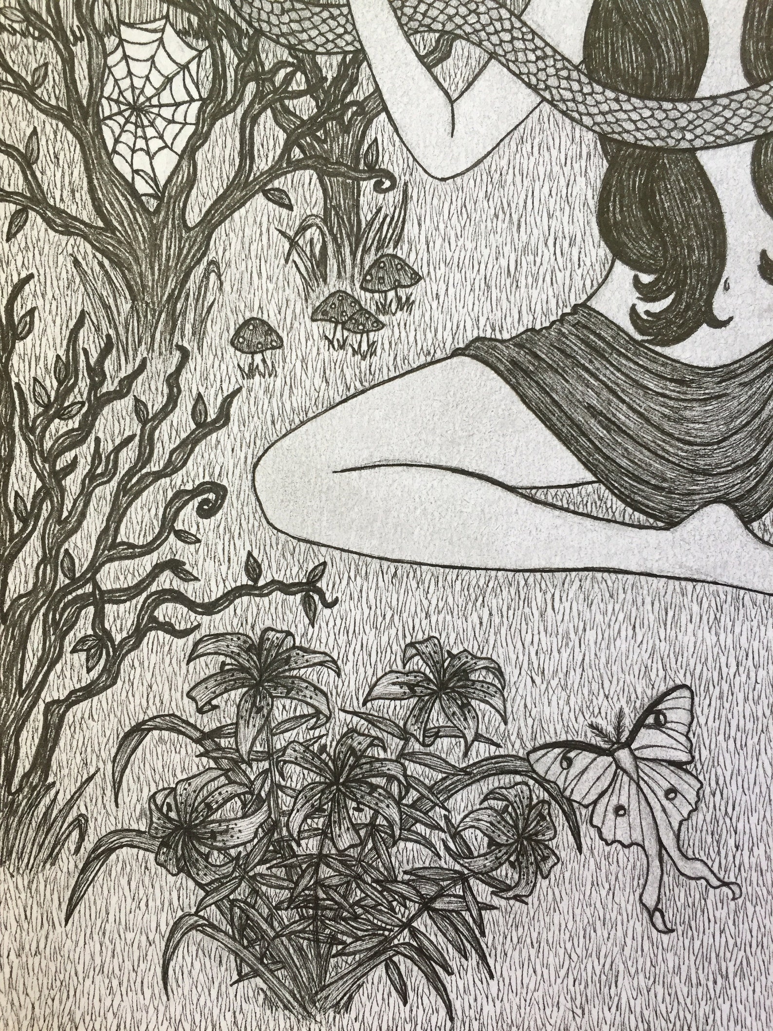 Lilith Queen Of The Night Pen And Ink Print 8x10 Dark Goddess Etsy