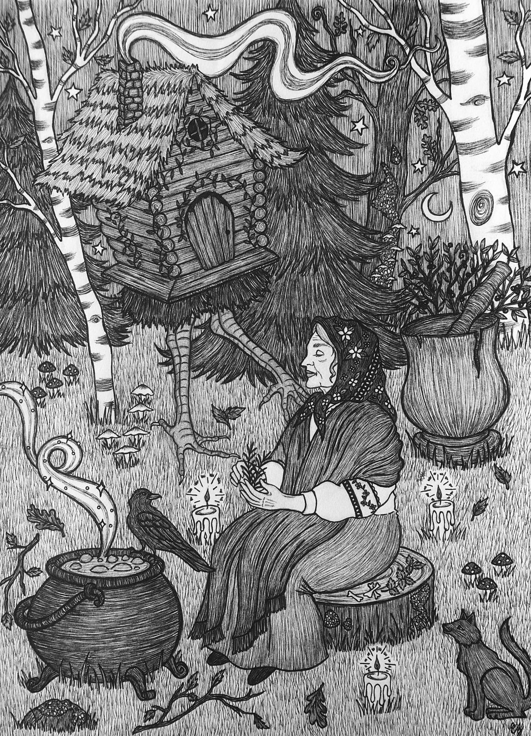 Baba Yaga, Harbinger of Transformation 8x10 Slavic Folklore Ukrainian ...