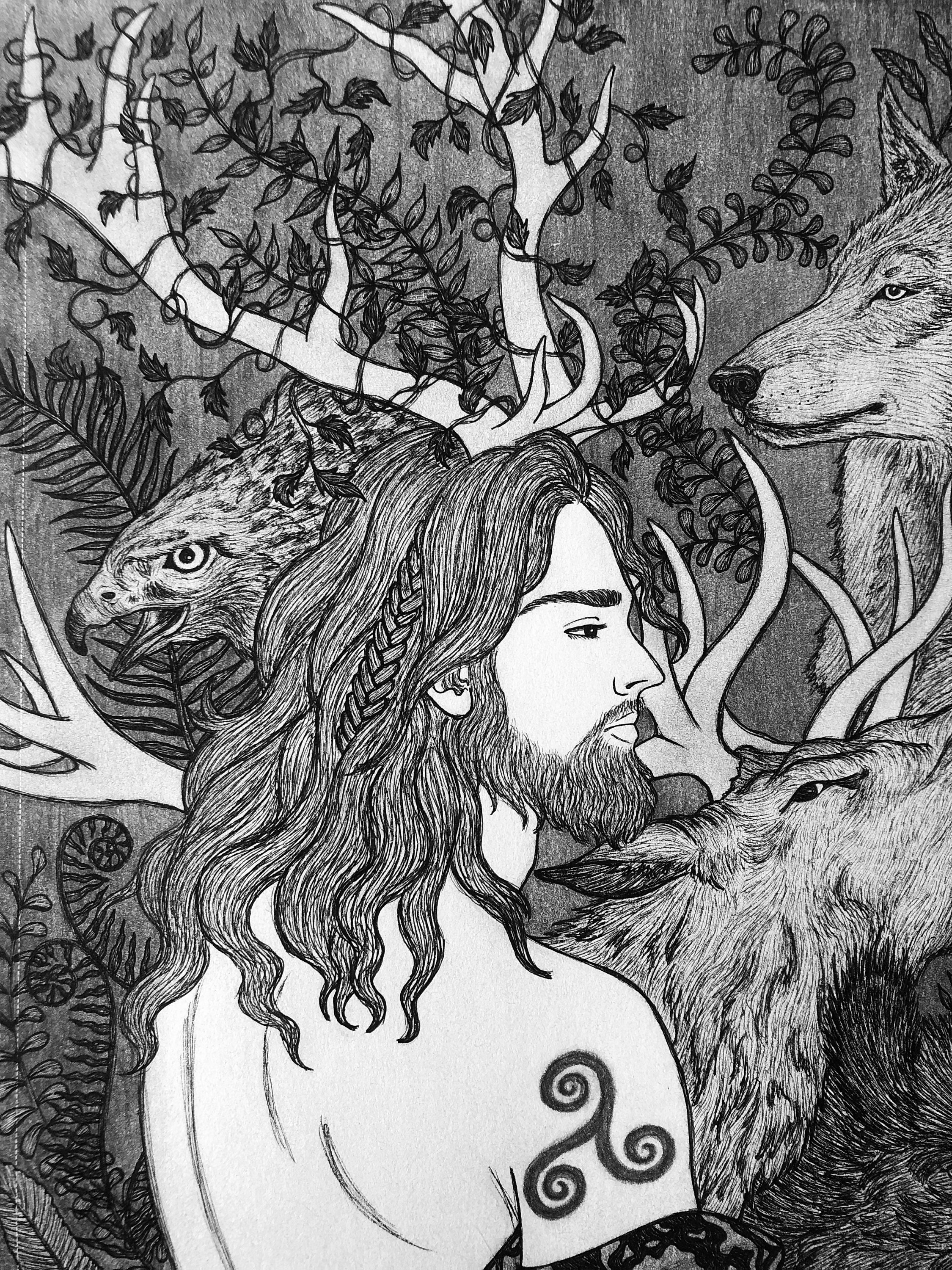 Cernunnos, Lord of Wild Things 5x7 the Horned One Pan Celtic God of ...