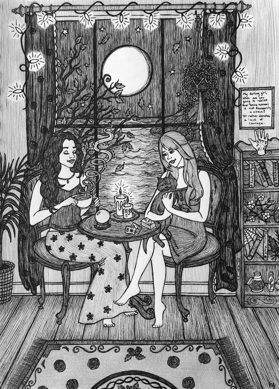 Practical Magic 8x10 Pen & Ink Witches Magickal Tarot Palmistry ...