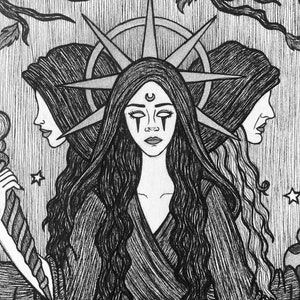 Hecate, Torchbearer of Truth 8x10 Pen & Ink Greek Goddess of Crossroads ...