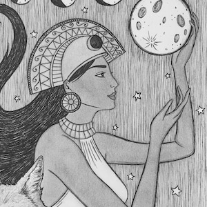 Mama Quilla Moon Mother of the Inca 8x10 Pen & Ink Inca Latina Goddess ...