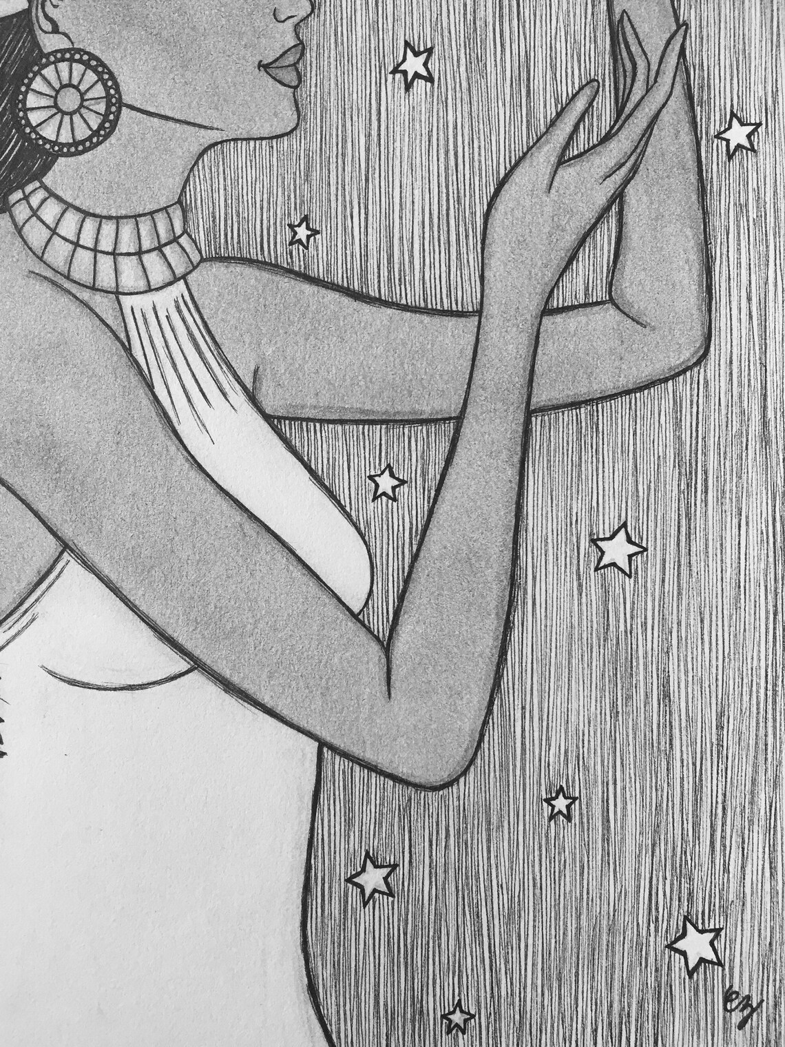 Mama Quilla Moon Mother of the Inca 8x10 Pen & Ink Inca Latina Goddess ...