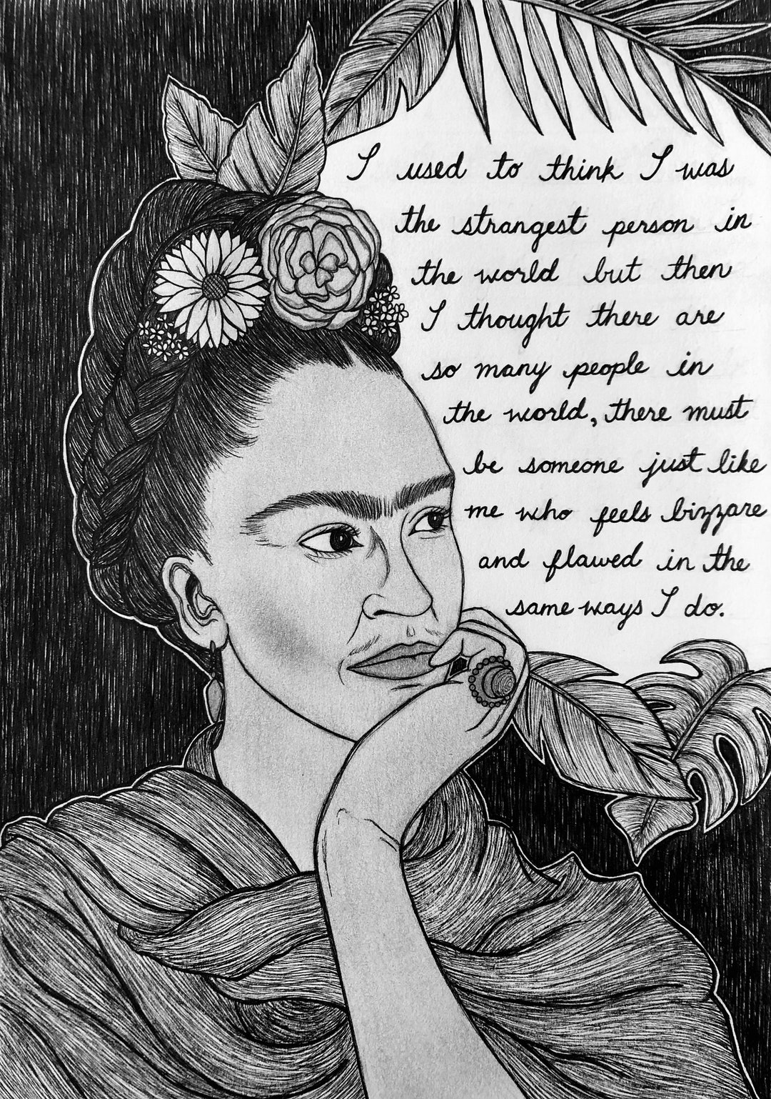 La Frida 8x10 Pen & Ink Frida Kahlo Mexican Latina Artist Painter ...