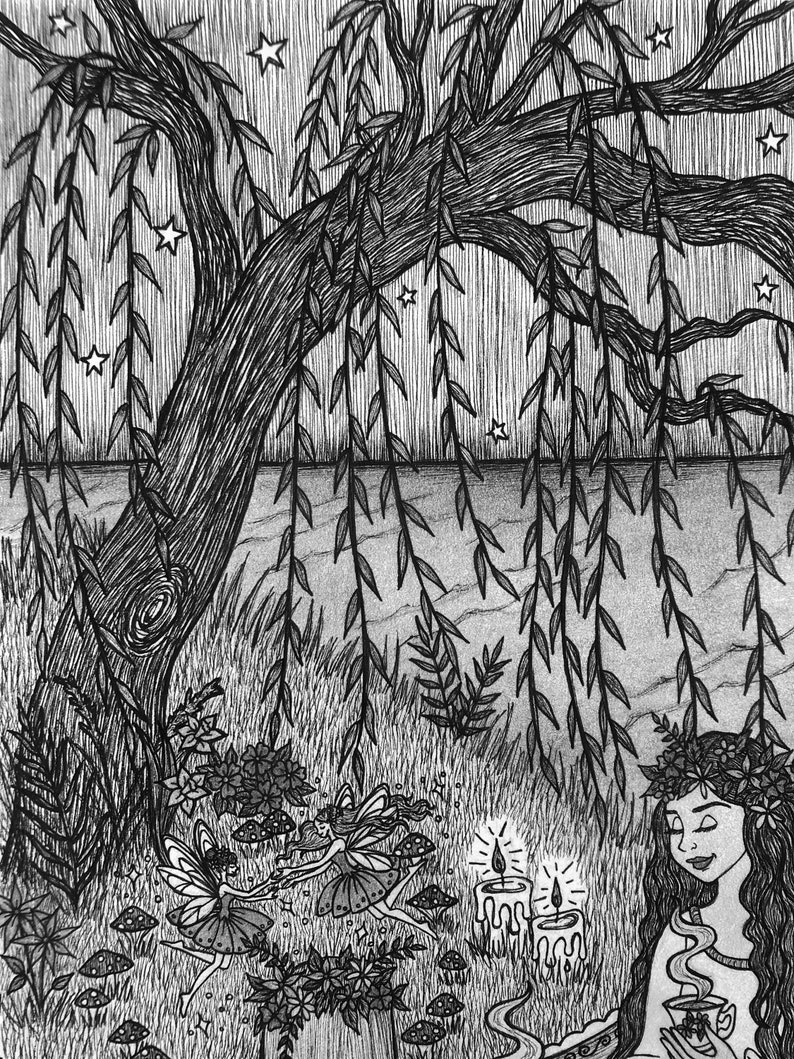 A Midsummer's Eve Tea Party 8x10 Litha Summer Solstice Fairies Fae Folk ...