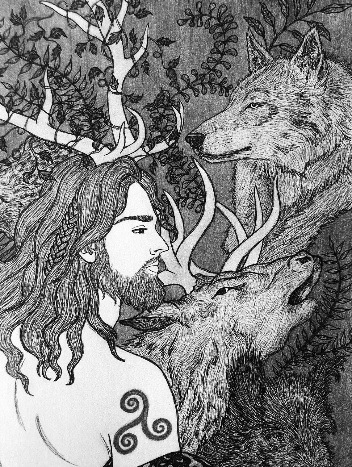 Cernunnos, Lord of Wild Things 5x7 the Horned One Pan Celtic God of ...