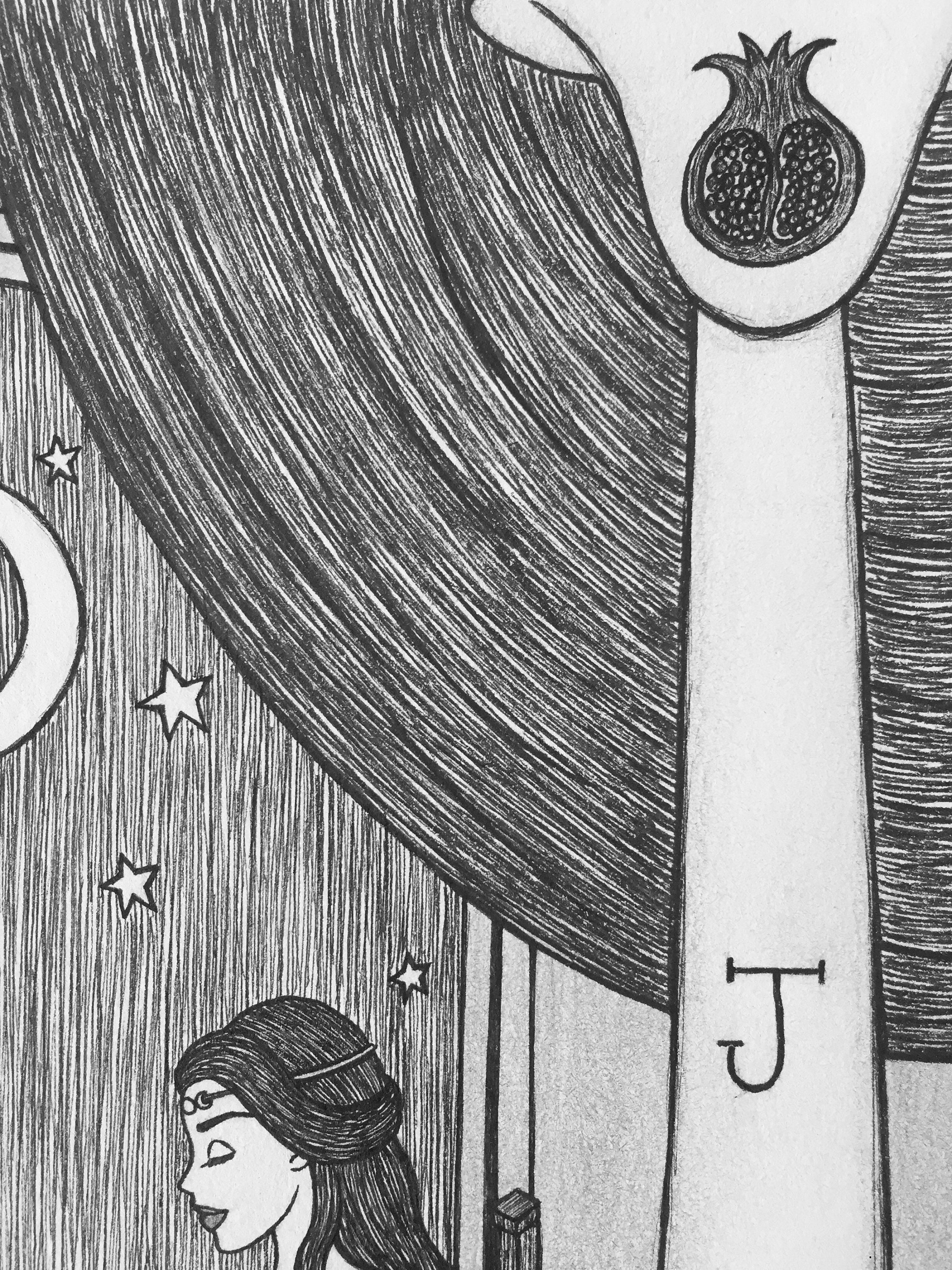 Inner High Priestess Pen & Ink Print 5x7 Divine Feminine Intuition ...