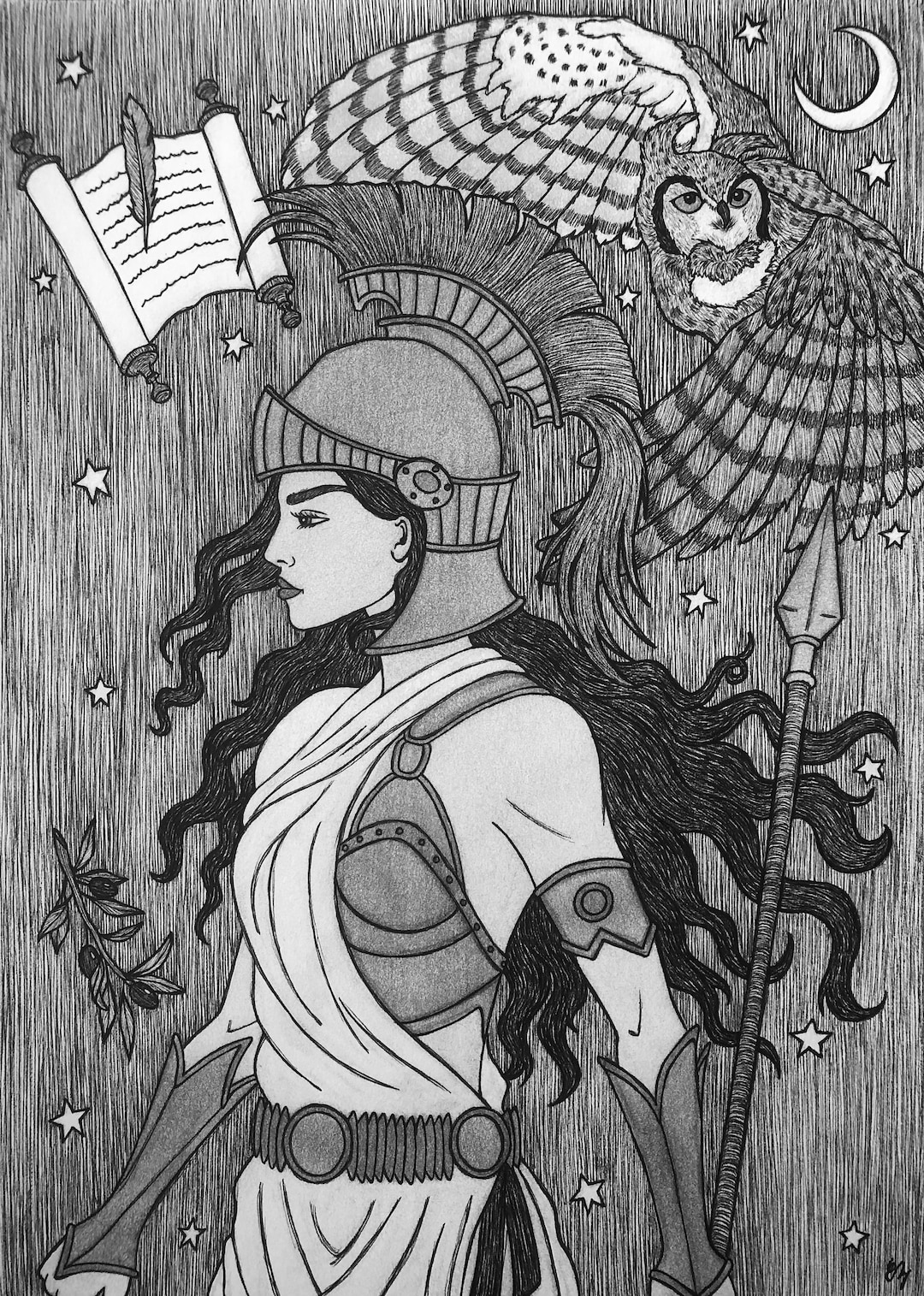 Athena, The Gray-Eyed Goddess 5x7 Goddess of Wisdom Courage Battle ...