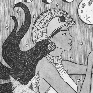 Mama Quilla Moon Mother of the Inca 8x10 Pen & Ink Inca Latina Goddess ...