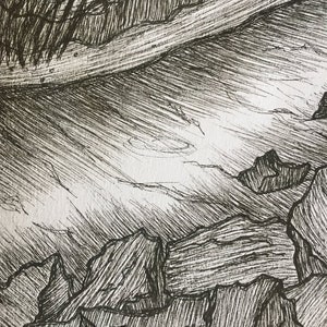 Rewilding With Grandmother Moon Pen Ink 5x7 She-wolf Wicca Witchy Wolf ...