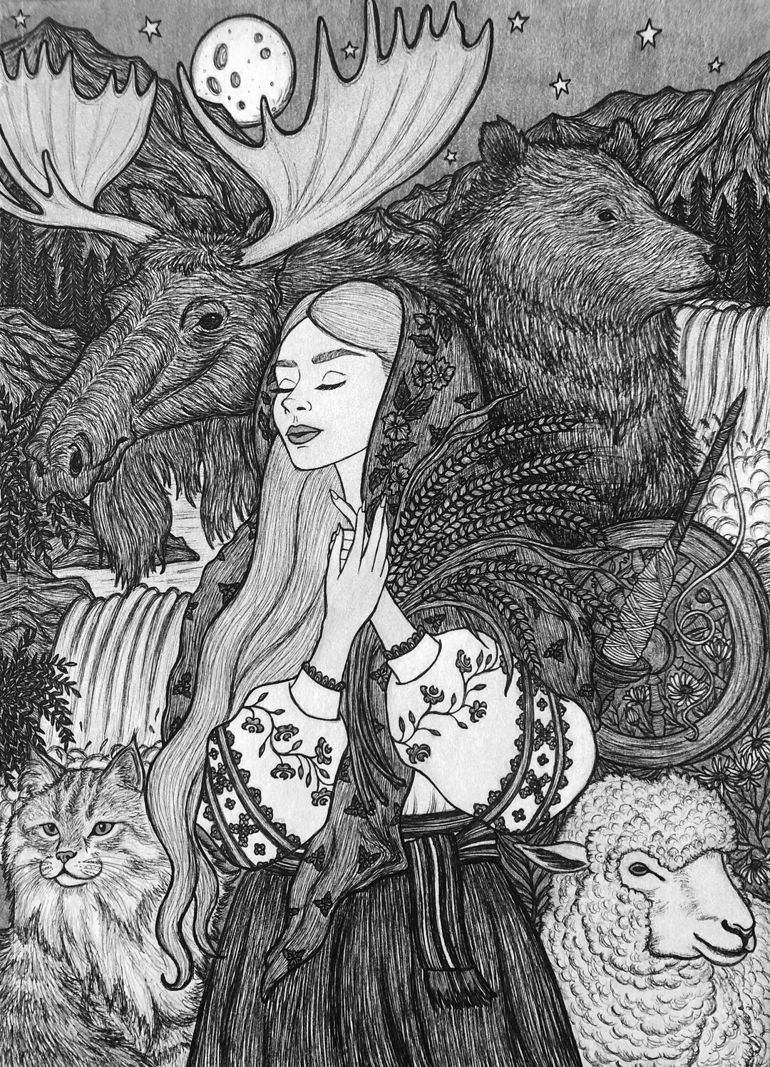 Mokosh, Mother of the Earth 5x7 Slavic Goddess Ukrainian Russian Water ...