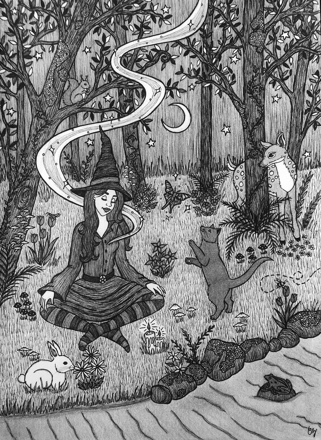 Ostara Eve 5x7 Pen Ink Spring Equinox Mother Earth Nature Meditation ...