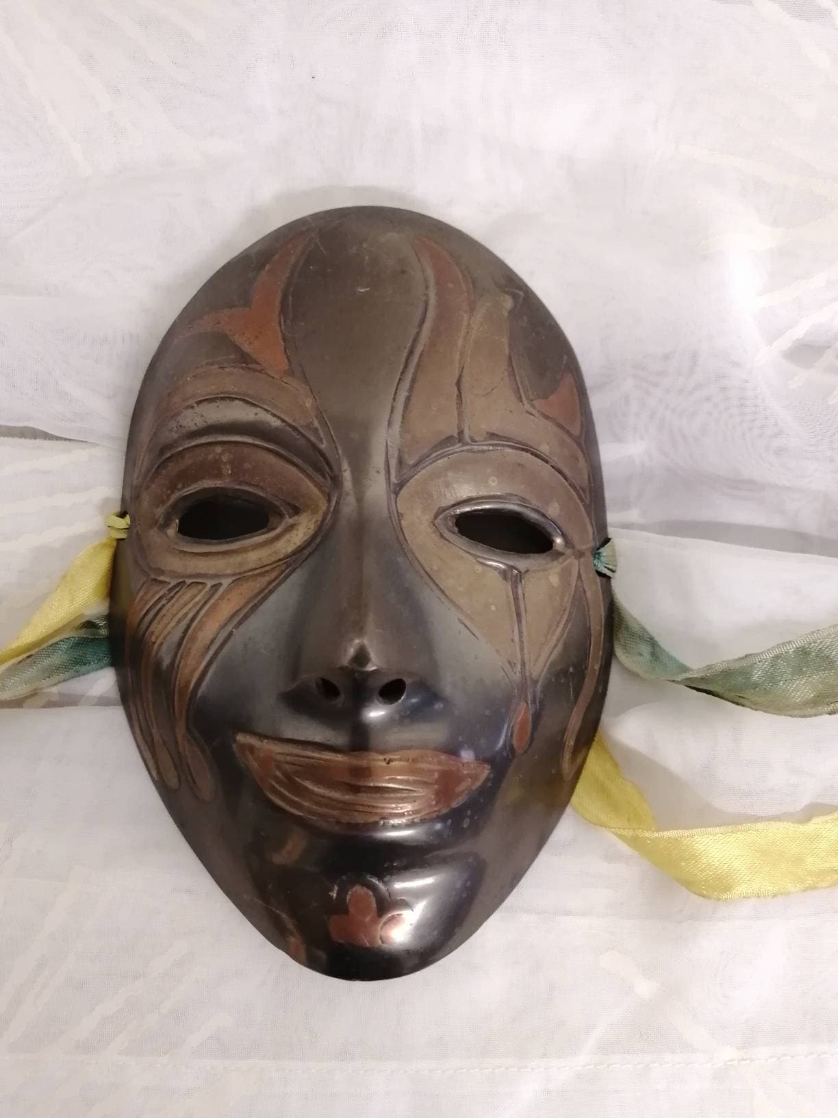 Vintage Solid Brass Decorative Mask Made in India Two-Toned | Etsy