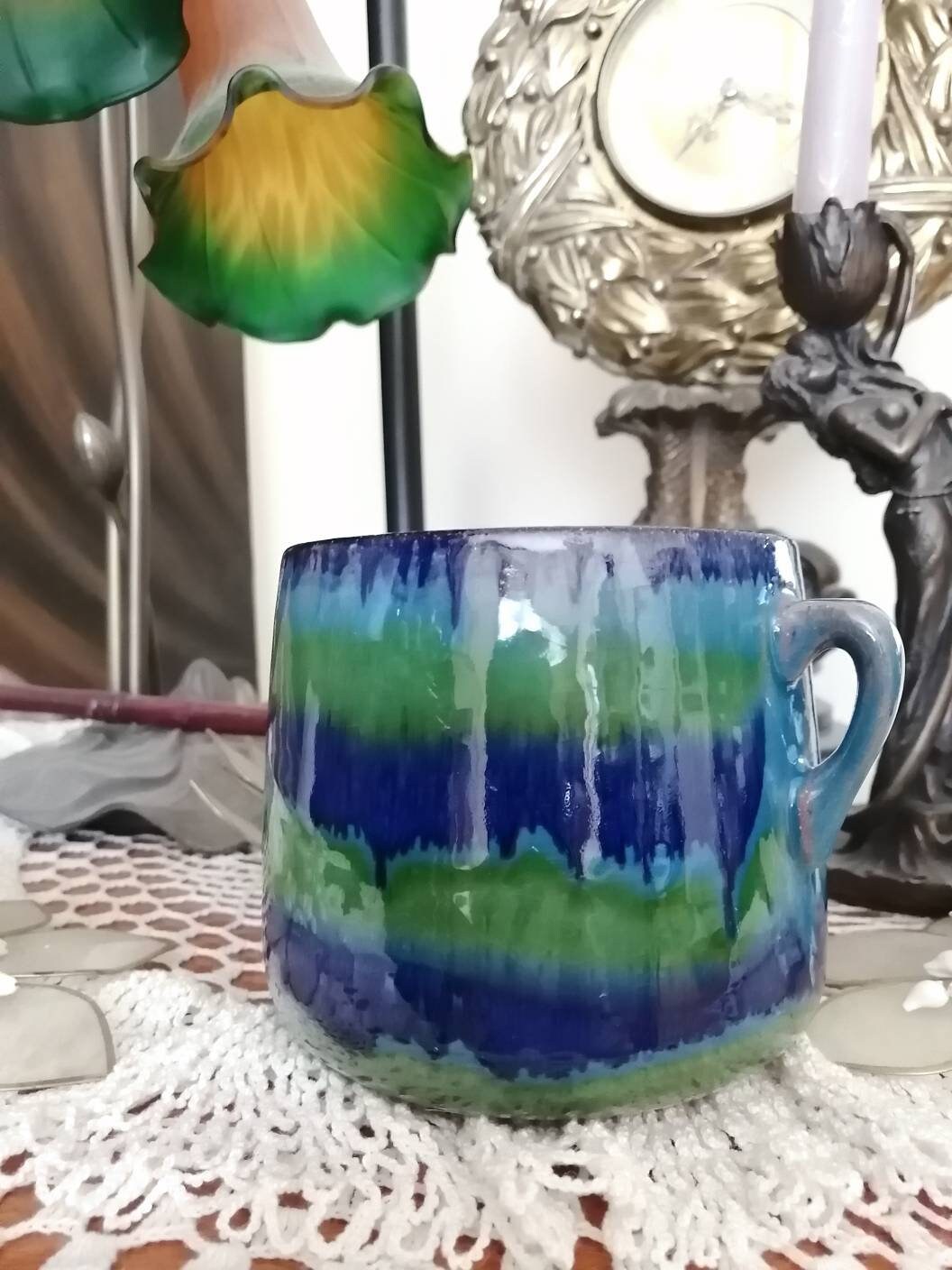 Vulcania Italian Pottery Pot Crock Handles Terracotta Blue - Etsy