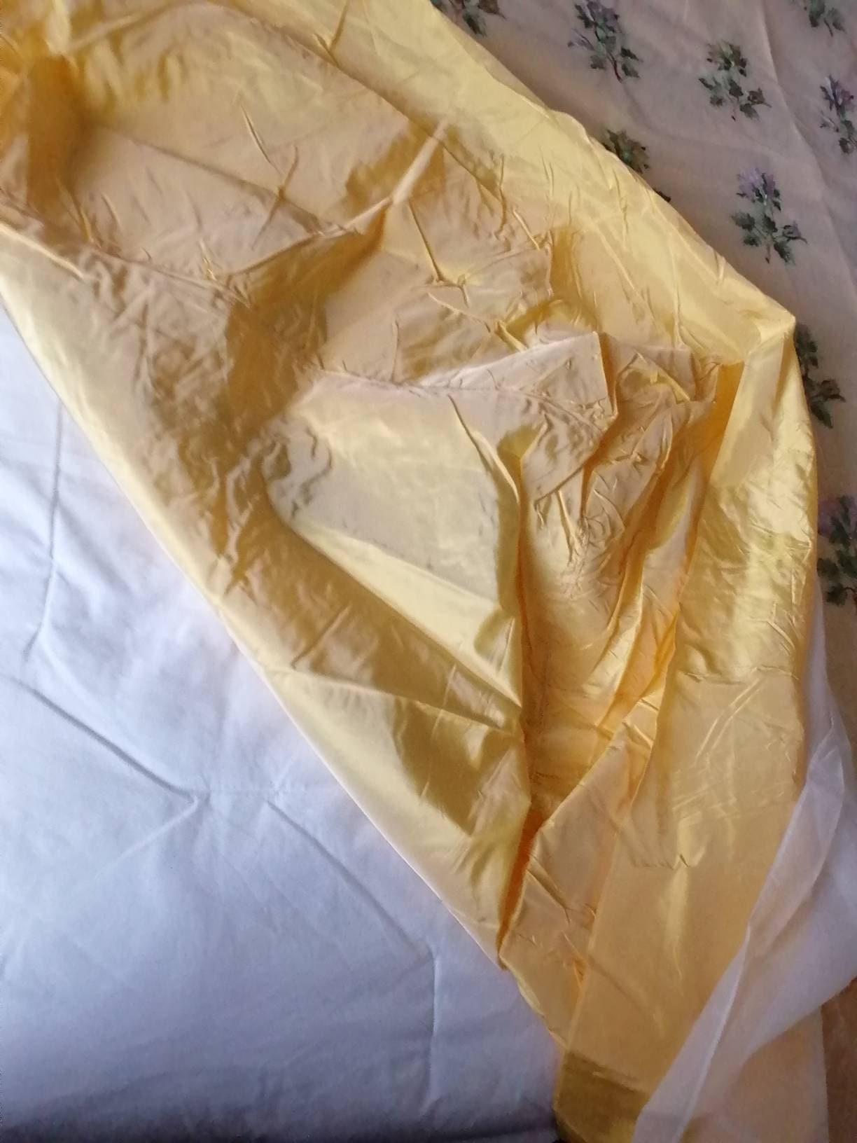 Vintage Embroidered Yellow Bedspread Floral Bedspread With Cascading ...