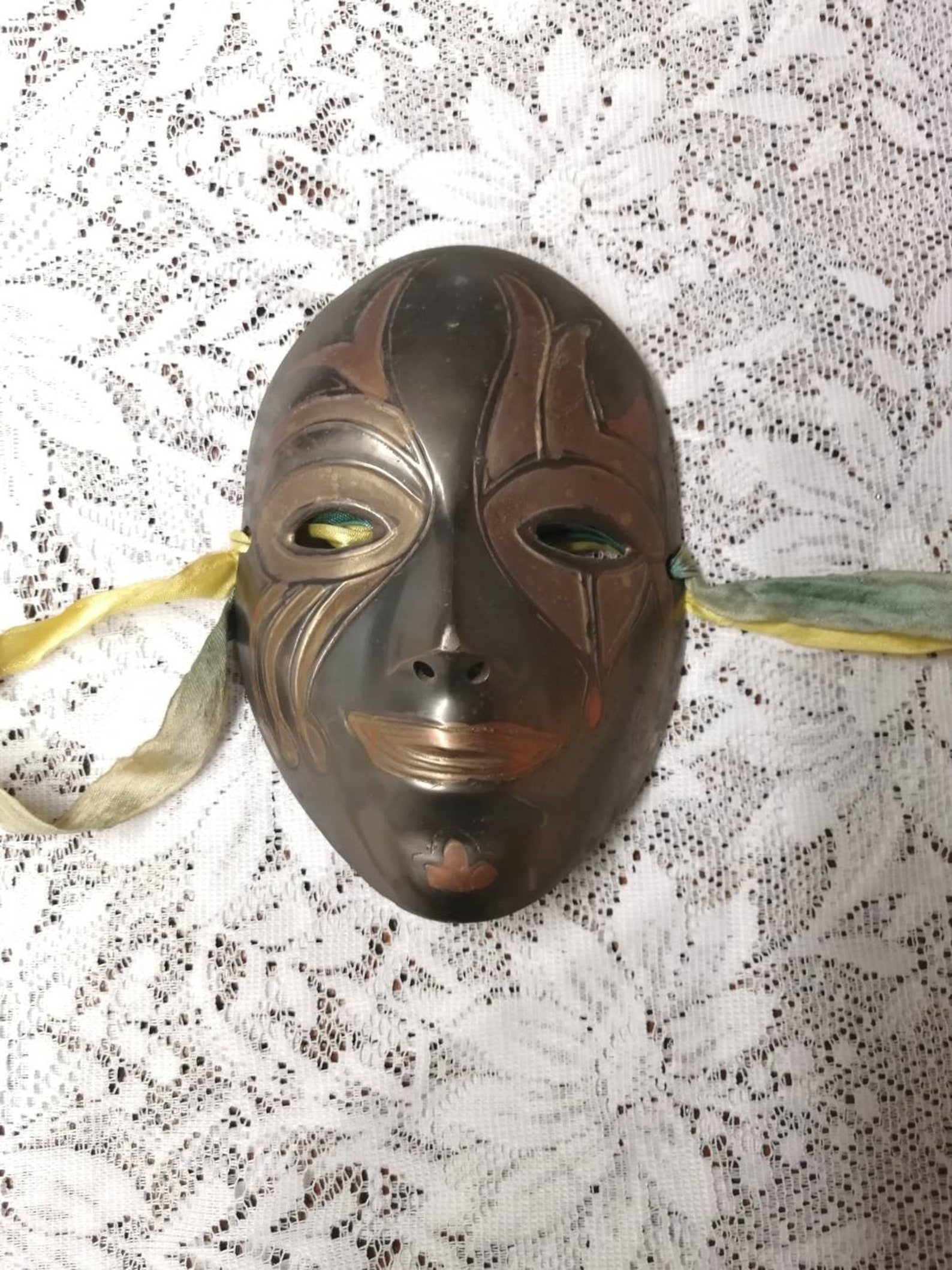 Vintage Solid Brass Decorative Mask Made in India Two-Toned - Etsy België