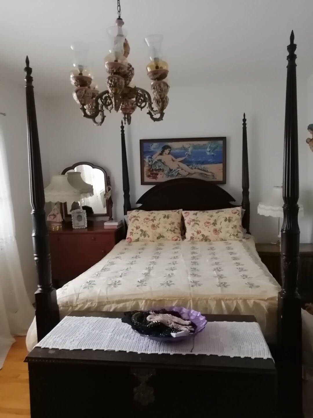 Vintage Embroidered Yellow Bedspread Floral Bedspread With Cascading ...
