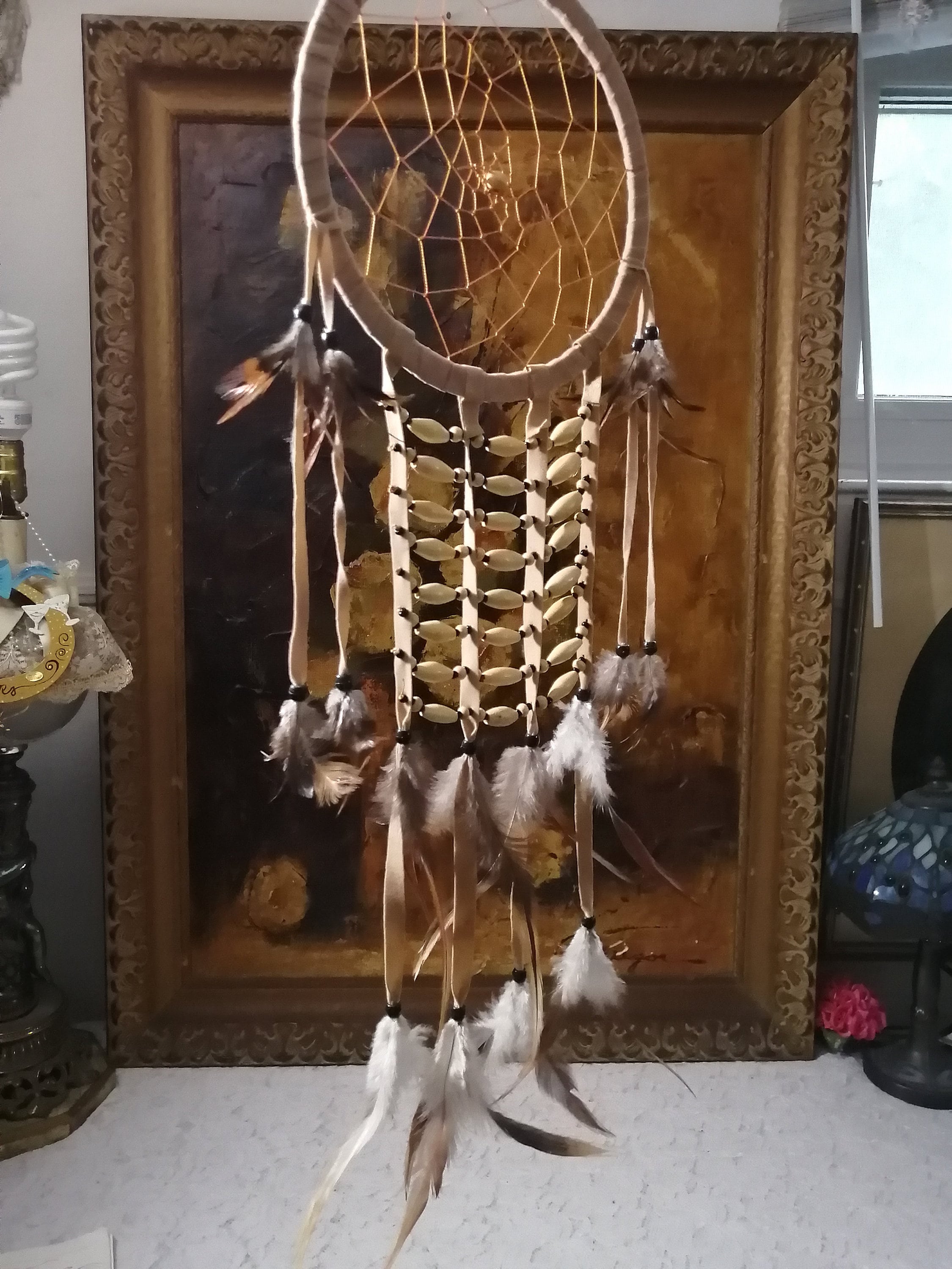 Beaded Feather Dream Catcher, Boho Style, Handmade Decor - Etsy