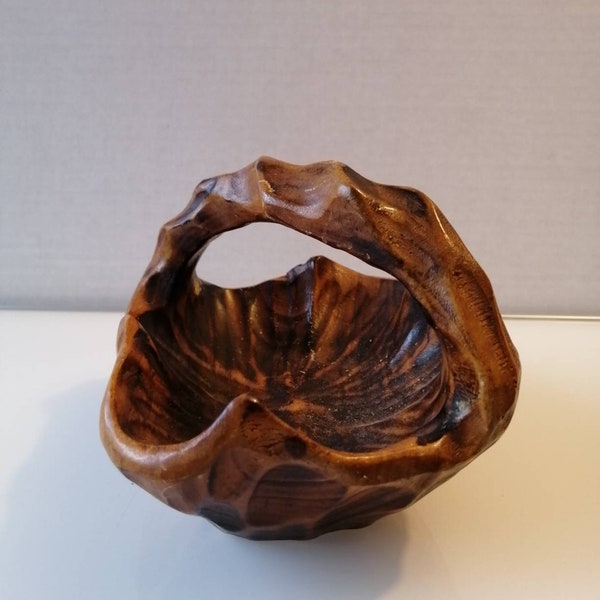 Carved Wood Basket - Etsy