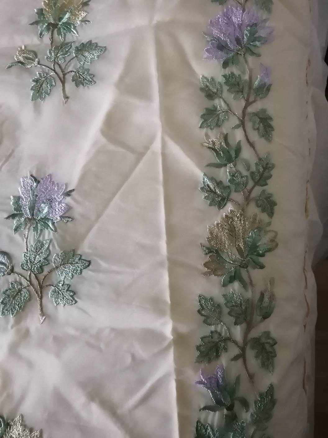 Vintage Embroidered Yellow Bedspread Floral Bedspread With Cascading ...