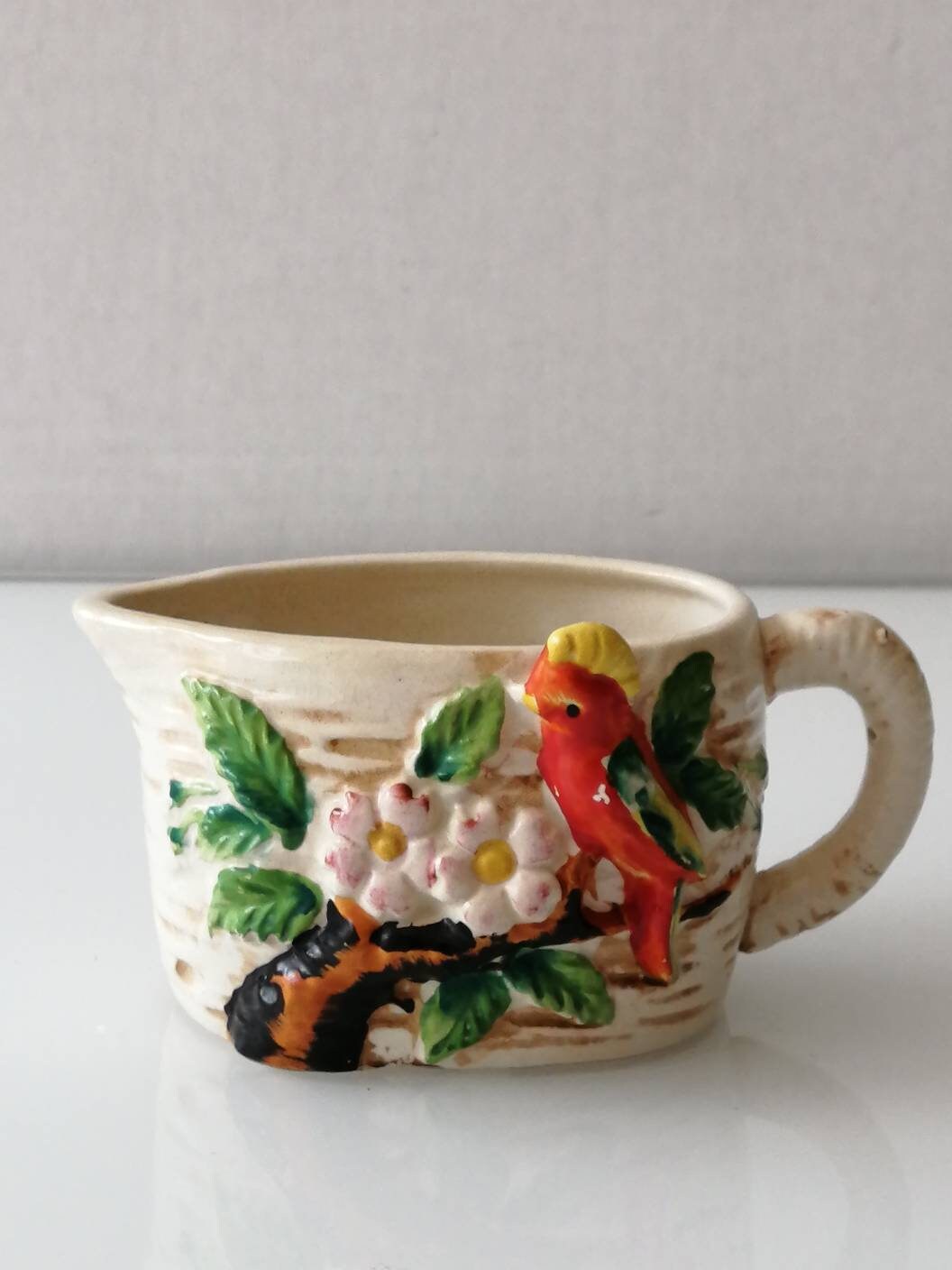 Sugar Bowl and Creamer Set With Tropical Parrot Exotic Bird3 - Etsy