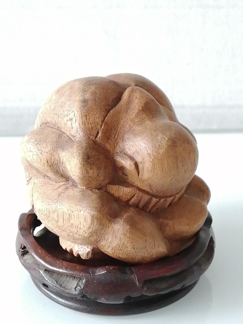 Vtg-hand-carved Wood Weeping Yogi Buddha Sculpture, Man Hiding His Face ...
