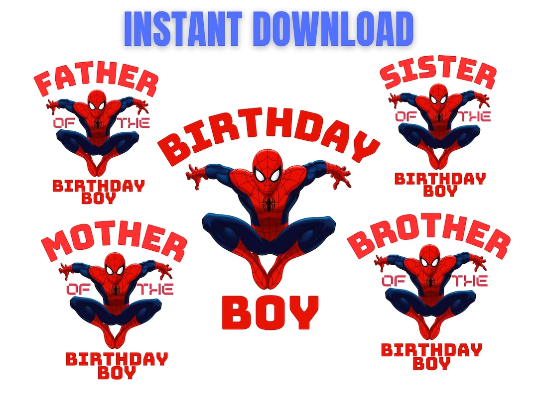 Spiderman Family Birthday Boy PNG File for T-shirt Printing, Mother ...