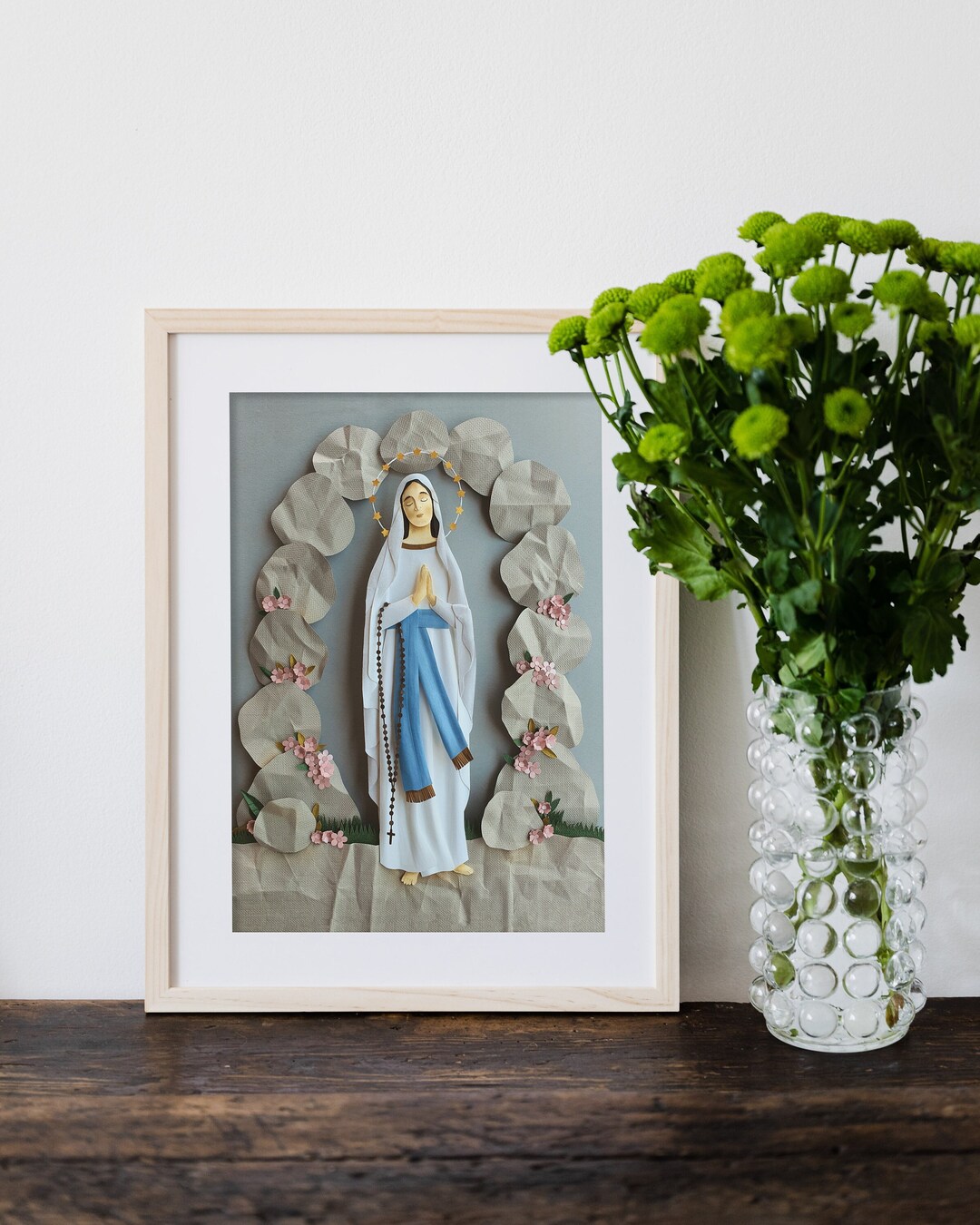 Our Lady of Lourdes Printable Paper Art Poster - Etsy