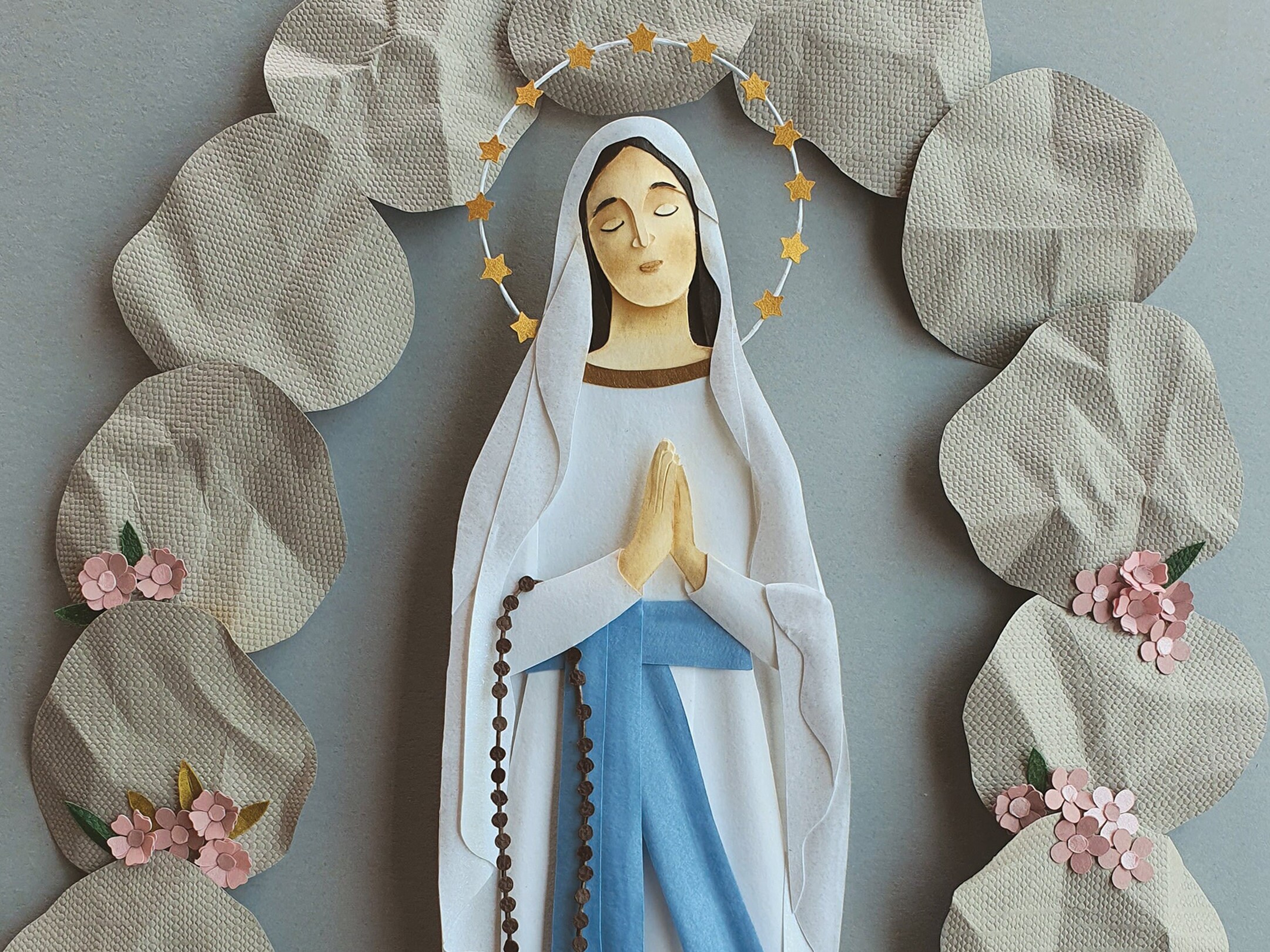 Our Lady of Lourdes Printable Paper Art Poster - Etsy