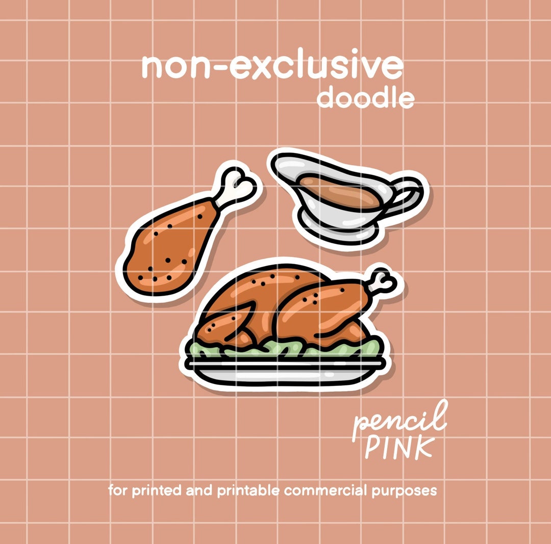 Roasted Turkey Doodle Set Food Doodle Food Clipart - Etsy