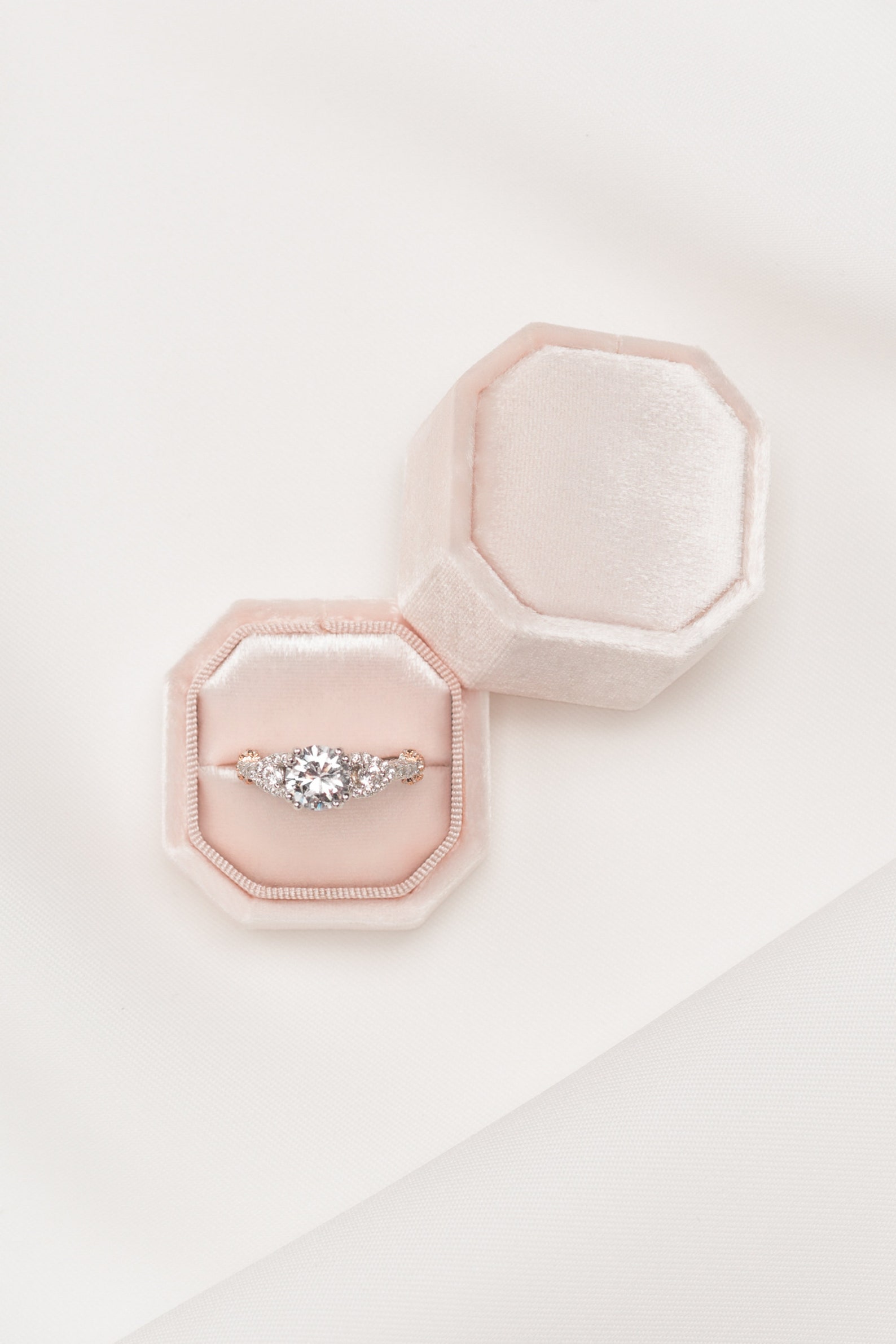Light Pastel Pink Velvet Ring Box, Proposal Ring Box, Engagement Ring ...