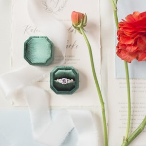 Green Velvet Ring Box, Wedding Ring Box, Proposal, Engagement Ring Box ...
