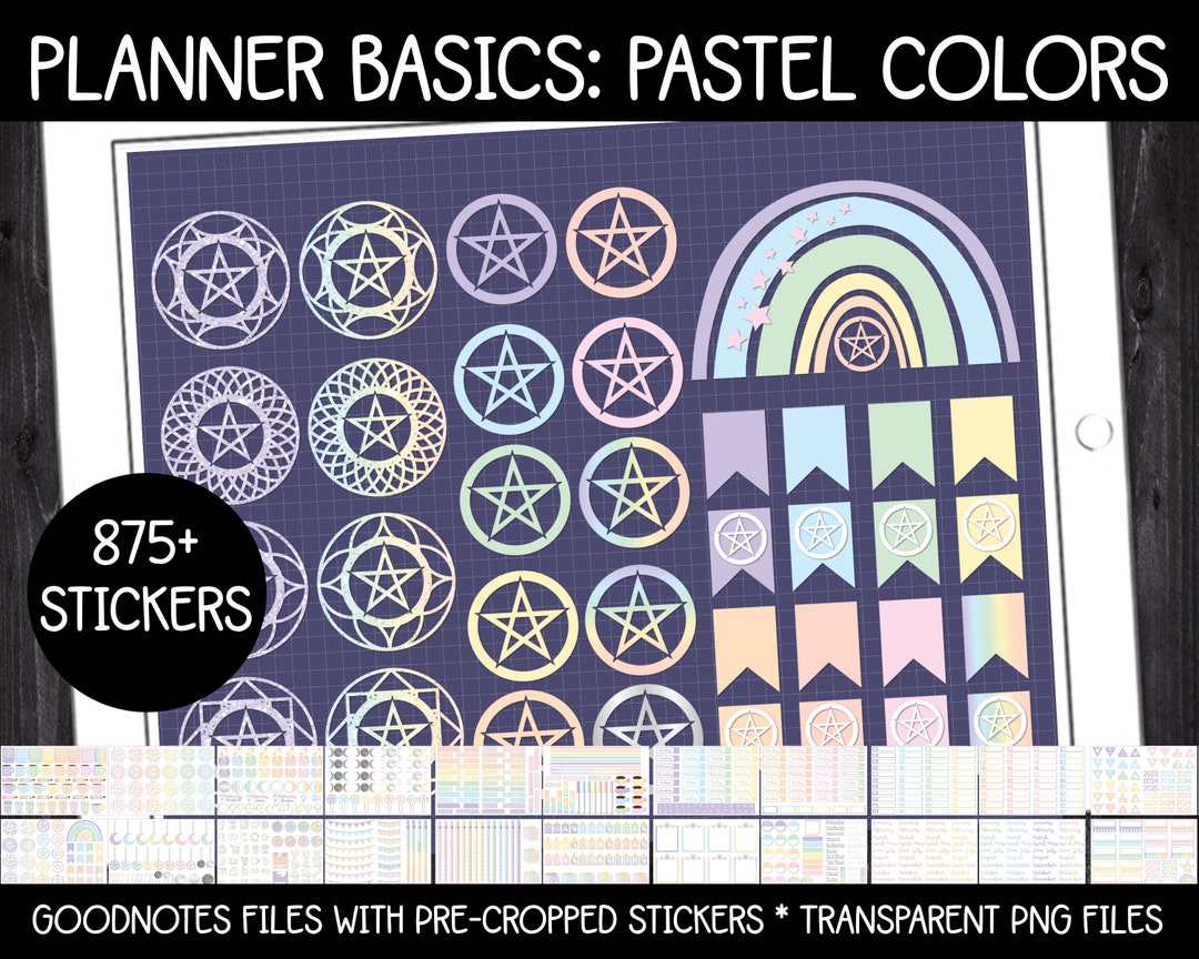 Digital Pagan Planner Stickers - Planner Basics: Pastel Colors - Etsy