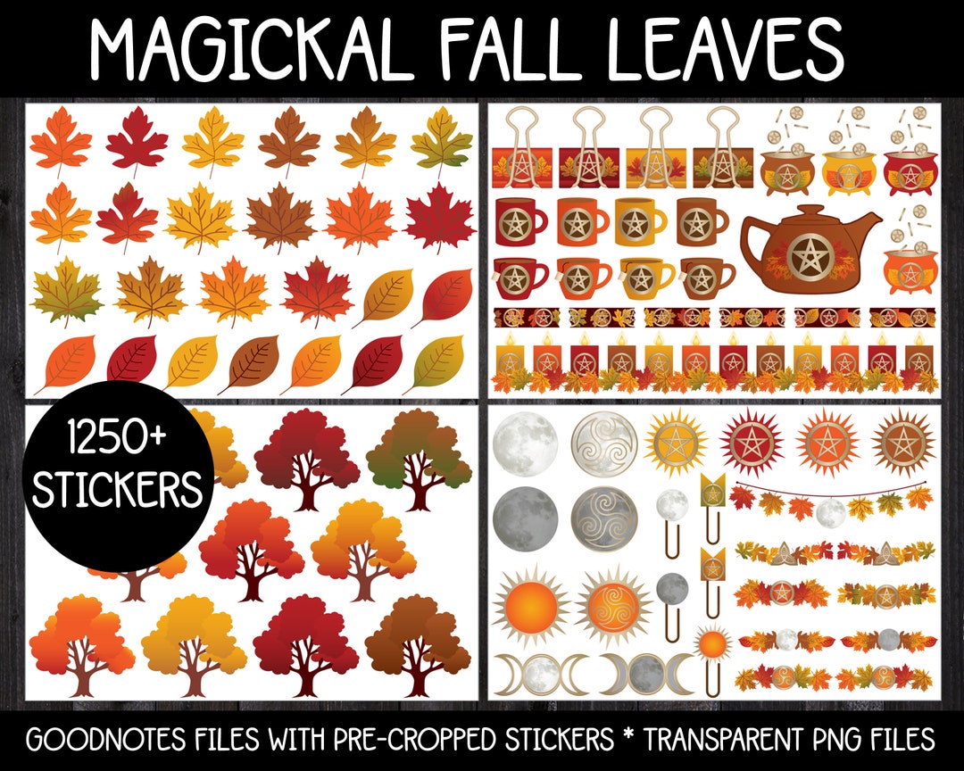 Digital Pagan Planner Stickers - Magickal Fall Leaves Mega Pack ...